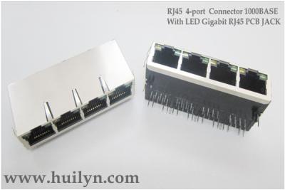 China 1x4 UP RJ45 with transformer,RJ45 JACK PoE, （25.4mm）1Gbps for sale