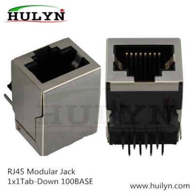 China Shielded RJ45 Modular Jack Connector, Through Hole Type, 10/100 Mbps for sale