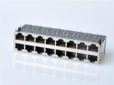 China RJ45 Gigabit Magnetic Jack, Enabled PSE PoE+ 2x6, with LEDs Left/Yellow-Green and Right/Yellow-Green for sale