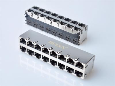 China Shielded RJ45 Modular Jack Connector, Through Hole Type, Side Entry, 2x8 Ports，HULYN，RJ45 for sale