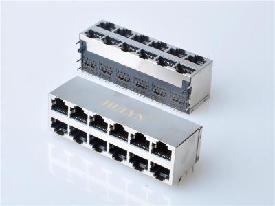 China HULYN RJ45 jacks，Shielded RJ45 Modular Jack Connector, Through Hole Type, Side Entry, 2x6 Ports for sale