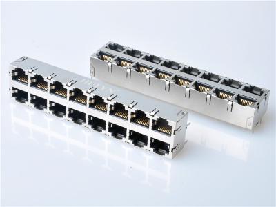 China HULYN RJ45 jacks，Shielded RJ45 Modular Jack Connector, Through Hole Type, Top Entry, 2x8 Ports for sale