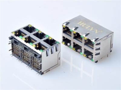 China HULYN RJ45 jacks，Shielded RJ45 Modular Jack Connector,with LEDs, 2x3 Ports,RJ45 connector for sale