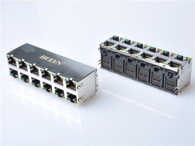 China HULYN RJ45 Shielded RJ45 Modular Jack Connector,with LEDs, 2x6 Ports,RJ45 connector for sale