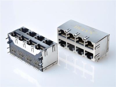China HULYN RJ45 Shielded RJ45 Modular Jack Connector,with LEDs, 2x4 Ports,RJ45 connector for sale