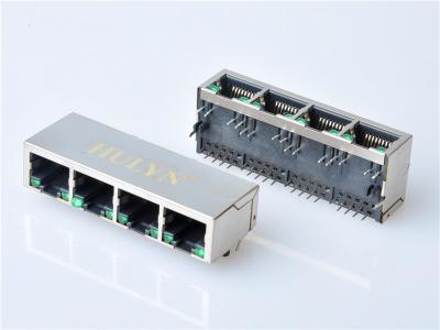 China HULYN RJ45Jack, Shielded RJ45 Modular Jack Connector,with LEDs, 1x4Ports,RJ45 connector LED for sale