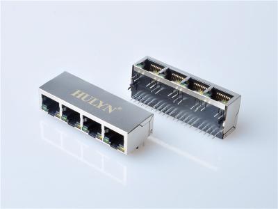 China HULYN RJ45Jack, Shielded RJ45 Modular Jack Connector,with LEDs, 1x4Ports,RJ45 connector LED for sale