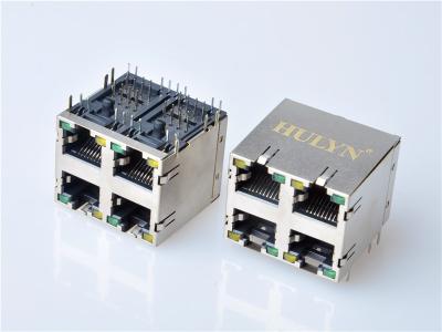 China HULYN RJ45Jack, Shielded RJ45 Modular Jack Connector,with LEDs, 2x2 Ports,RJ45 connector LED for sale