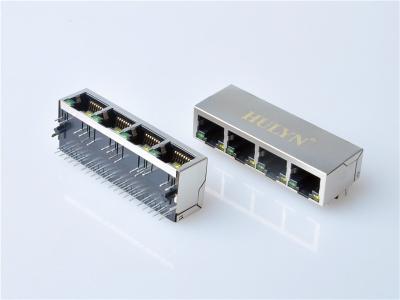 China HULYN RJ45Jack, Shielded RJ45 Modular Jack Connector,with LEDs, 1x4 Ports,RJ45 connector LED for sale