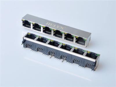China HULYN Very low profile, Shielded RJ45 Modular Jack, Through Hole Type, 1x6,with LEDs， for sale