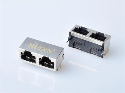 China HULYN Very low profile, Shielded RJ45 Modular Jack, Through Hole Type, 1x2,with LEDs， for sale
