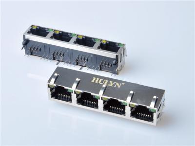 China HULYN Very low profile, Shielded RJ45 Modular Jack, Through Hole Type, 1x4,with LEDs， for sale