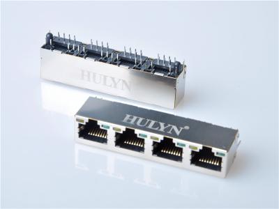 China HULYN Very low profile, Shielded RJ45 Modular Jack Connector, Through Hole Type, Top Entry, 1x5 Ports for sale
