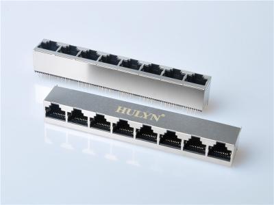 China HULYN Very low profile, Shielded RJ45 Modular Jack Connector, Through Hole Type, Top Entry, 1x8 Ports for sale