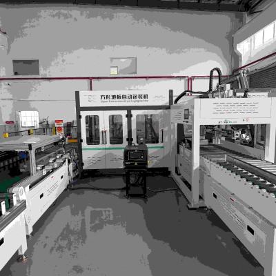 China Fully Automatic Square SPC, WPC & Luxury LVT Flooring Packaging Machine with Automatic Size Adjustment for sale