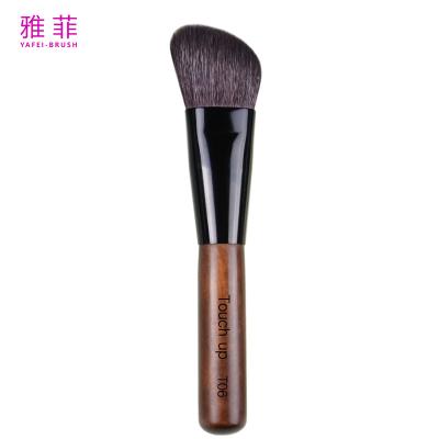 China T06 Custom Logo Angled Contour Make-up Borstel Natuurlijk Gaot Haar Koperbuis Houten handvat Handgemaakt Te koop