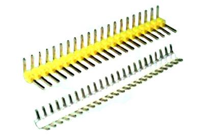 China 2.54mm pitch pin header connector single row,right angle,height 2.54mm,yellow for sale