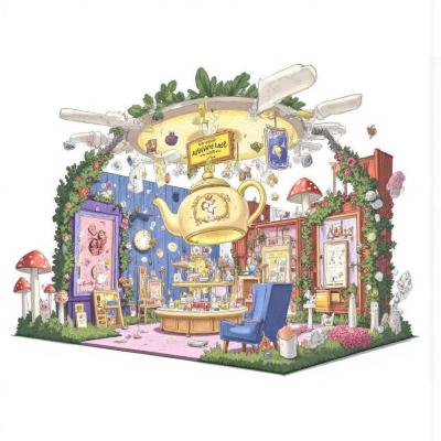 Cina Design originale fai-da-te a tema Schiaccianoci per un punto fotografico a forma di casa con cielo stellato, adatto a piazze, centri commerciali, parchi e caffetterie, realizzato con materiali compositi in vendita