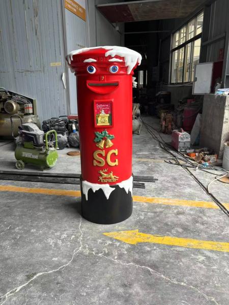 Quality Stainless steel inner liner of the Christmas postboxFRP (Fiberglass Reinforced Plastic) with golden patternsFestival celebration decorationStore visual merchandising ambiance for sale