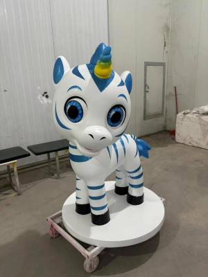 중국 얼룩말 - 유니콘 조각: 귀여운 만화 FRP 조각, 상점, 레스토랑, 쇼핑몰, 유치원 및 어린이 공원 장식 판매용