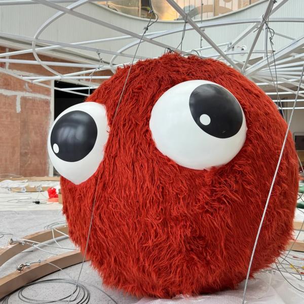 Quality FRP Fluffy Sculpture Creative Check-in Doll Store Plush Toy IP Customization for sale