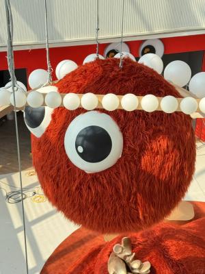 China FRP Fluffy Sculpture Creative Check-in Doll Store Plush Toy IP Customization for sale