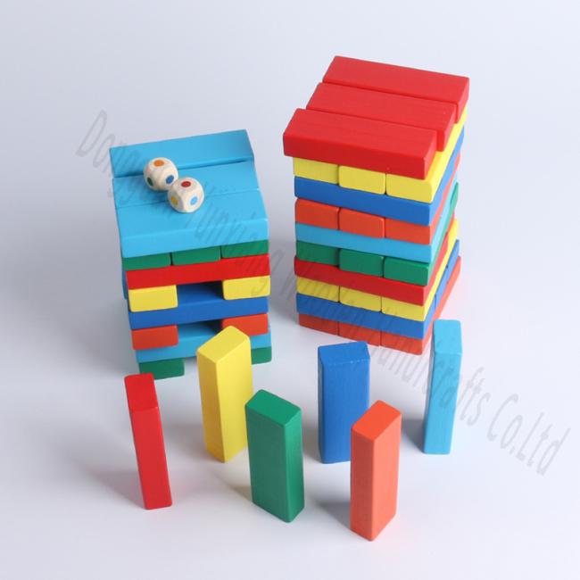 Close-up view of Colorful Wooden Stacking Blocks Game Set