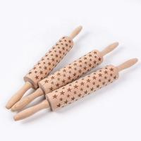 China Star Pattern Solid Wooden Baking Tools Bakers Wooden Dough Roller for sale
