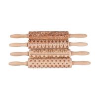 China Star Pattern Solid Wooden Baking Tools Bakers Wooden Dough Roller for sale