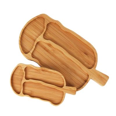 Cina Piatti e vassoi di legno irregolari dipinti a mano Piatti di bambù a forma di foglie in vendita