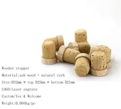 China Wooden stopper for wine bottle Natural Wooden Cork Stopper Wine Bottle Stopper for sale