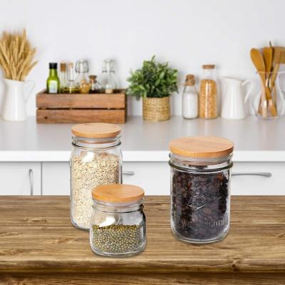 China Custom  Wooden Mason Jar Lids Reusable Bamboo Mason Canning Lids Compatible with Wide Mouth Mason Jar Canning Jar for sale