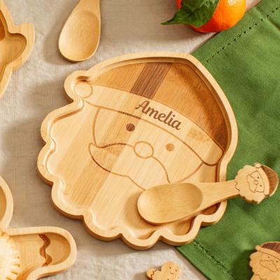 Cina Cartone animato natalizio vassoio di legno da cucina vassoio di bambù per bambini in vendita