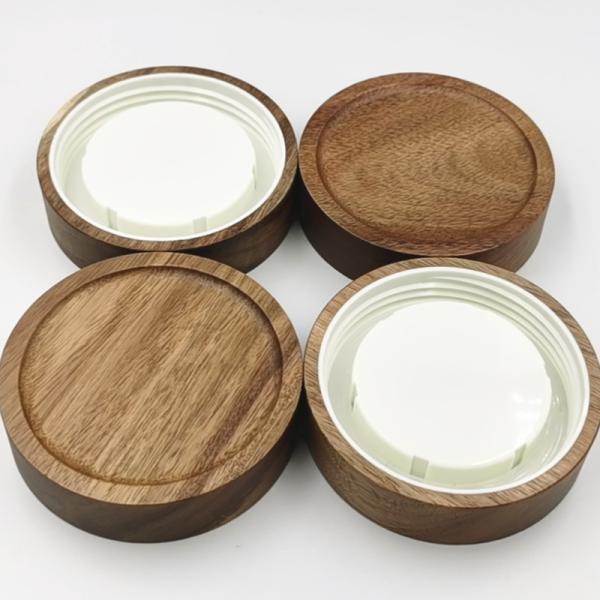 Quality Acacia Wooden Lid  for bottle  Customized  wooden lid with inner PlA screw cap for sale
