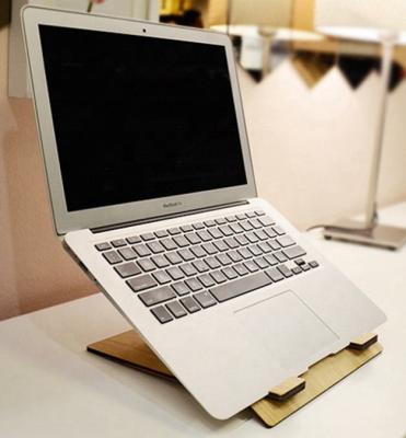 China Amazon Creative Wooden Laptop Stand, Foldable Adjustable Computer Wooden MacBook Stand for Desk Portable Universal for sale