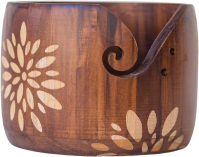 China Wooden Wool Weaving Bowl Retro Wooden Yarn Bowl for sale