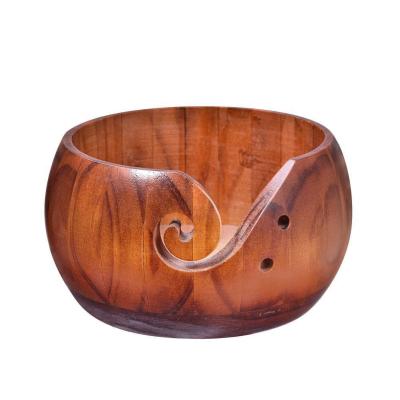China Wooden Wool Weaving Bowl Retro Wooden Yarn Bowl for sale