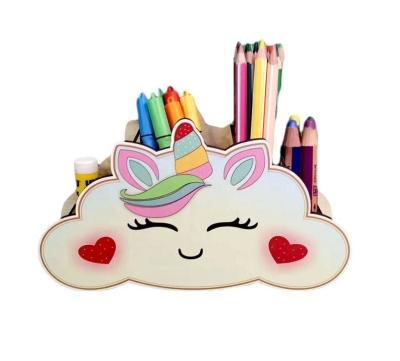 China Wooden Unicorn Pencil Holder pencil box crayon box home office & Pencil Stand Or Desk make-up Organizer for  Stationery for sale