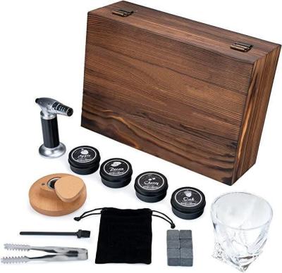 China premium cocktail smoker kit with wooden storage box -cork coaster with 4 flavors and high quality Torch for Men's Gift for sale