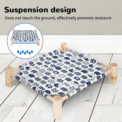 China Cat and Dog Hammock Bed Wooden Cat Hammock Elevated Cooling Bed Detachable Portable Indoor Outdoor Pet Bed Suitable for Cats for sale
