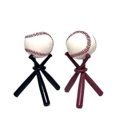 China wooden min baseball bat Rack color Mini baseball bat stand with dark brown color for sale