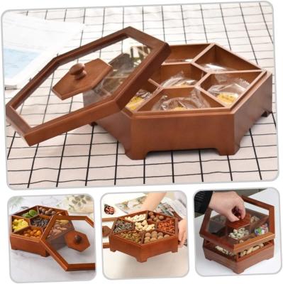 China Customized Box Divided Multi-Function Wedding Dried Fruit Nuts Crackers Food Cookies Snack Hexagon for sale