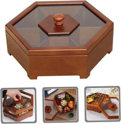 China Customized Box Divided Multi-Function Wedding Dried Fruit Nuts Crackers Food Cookies Snack Hexagon for sale