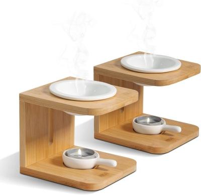 China Customized Scented Wax Melt Burner with Tealight Candle Holder, Wooden Essential Oil Burner for sale