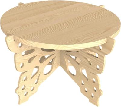 China Customized Cake Stand Rustic Serving Platter Easy Clean Butterfly Shaped Base Decorative Wood Cake Holder Cake Rack for sale