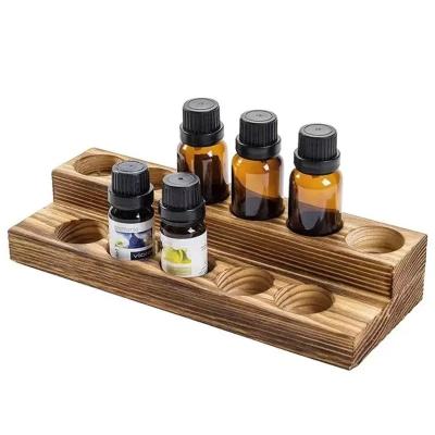 China Wooden Essential Oil Display Stand Tabletop Essential Oils Perfume Storage Racks Oil Bottles Holder for sale