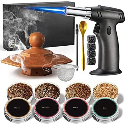 Cina Fabbrica di fornitura Kit di fumo di cocktail di legno con scatola regalo nera Kit di fumo di whisky di legno con torcia di frammenti di legno in vendita