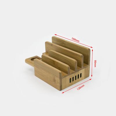China Bamboo Charging Station for Multiple Devices Electronic Device Organizer for Cell Phone, Tablet for sale
