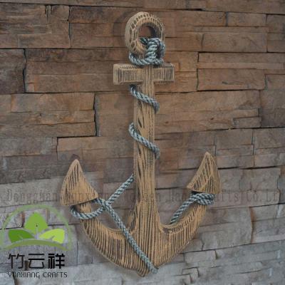 China Wooden Anchor with Rope Wall Art Decor Door Living Room Hanging Ornament for sale