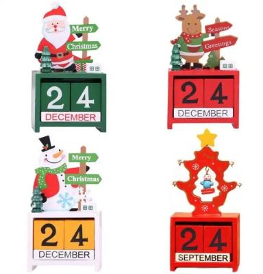China DIY Digital Calendar Wooden Christmas Tree Tabletop Decoration for sale